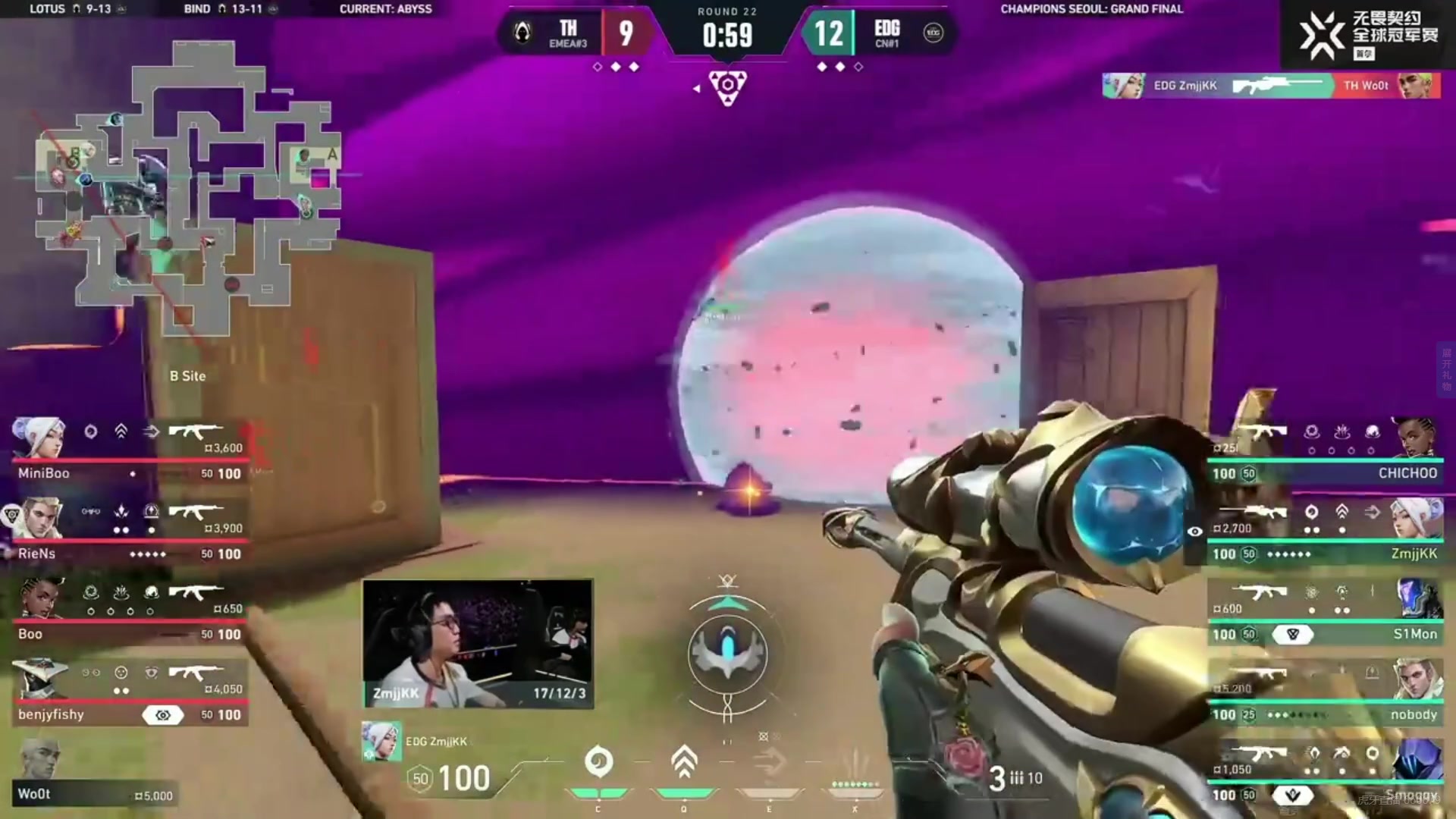 瞄的就是你！EDG夺冠瞬间：康康大狙拿下首杀，smoggy爆头带走TH-24VS直播