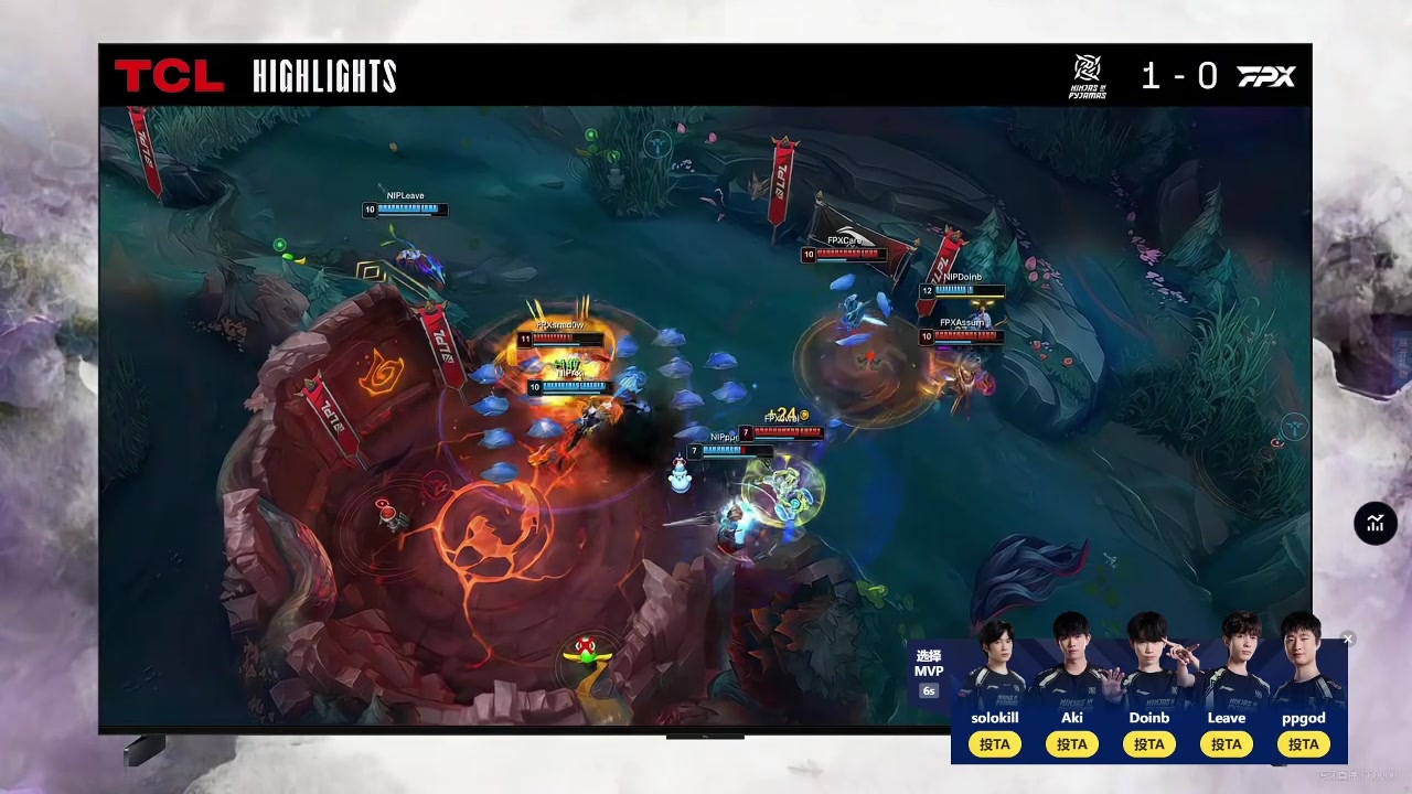 LPL第二赛段 NIPvsFPX 第一局高光时刻-24VS直播