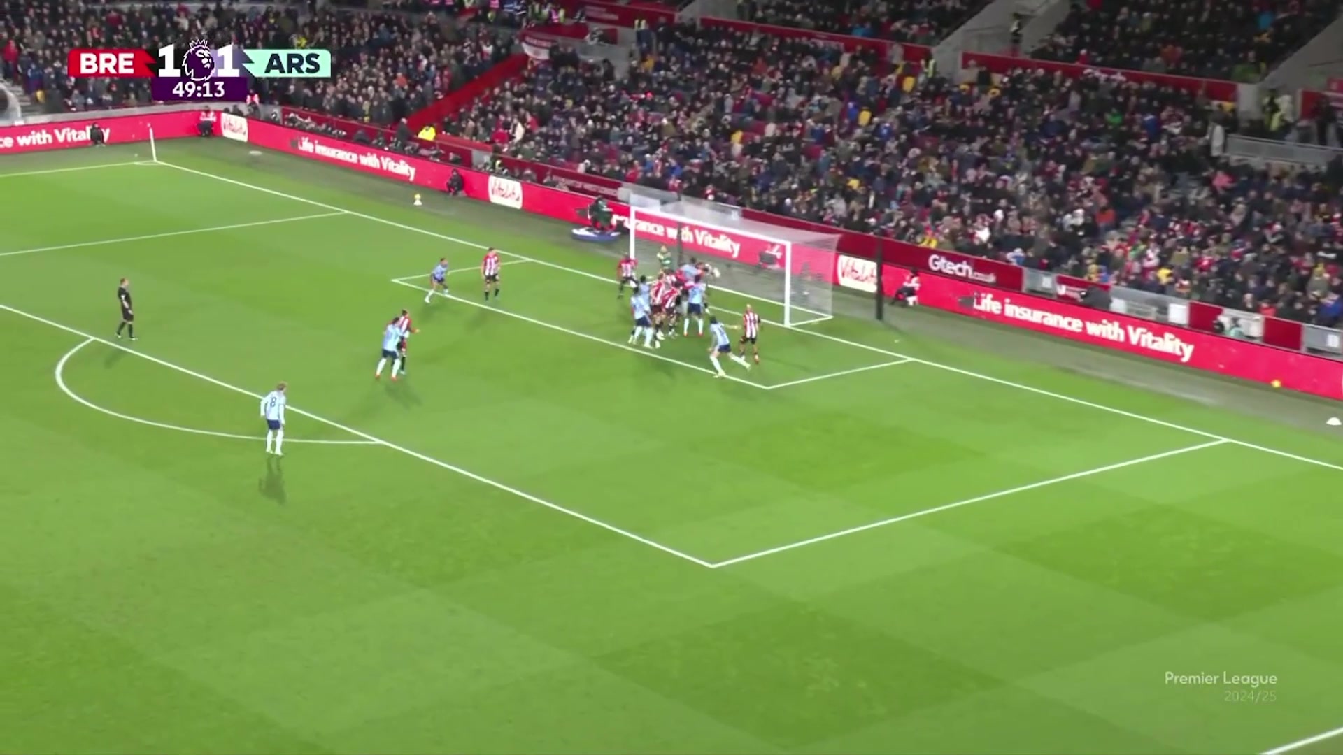 枪手反超比分！阿森纳角球机会，门前混战梅里诺破门-24VS直播