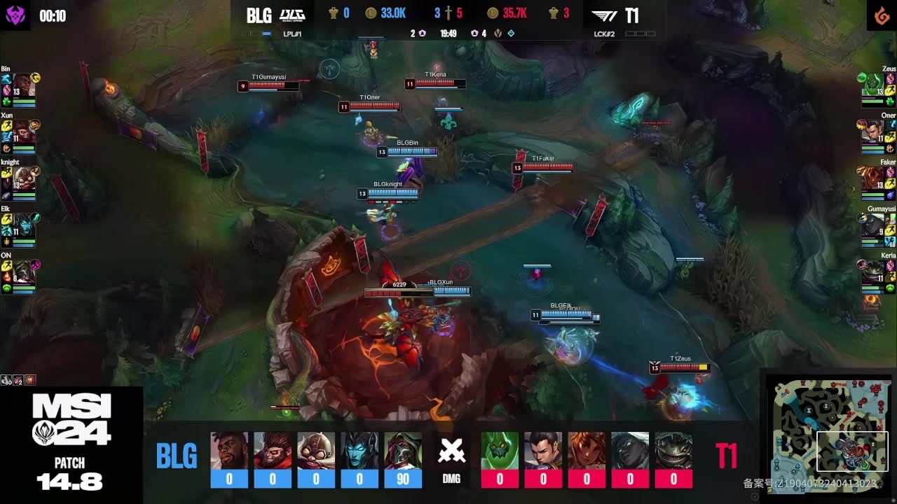 Faker岩雀完美隔断龙坑！T1美如画团战完成0换4-24VS直播